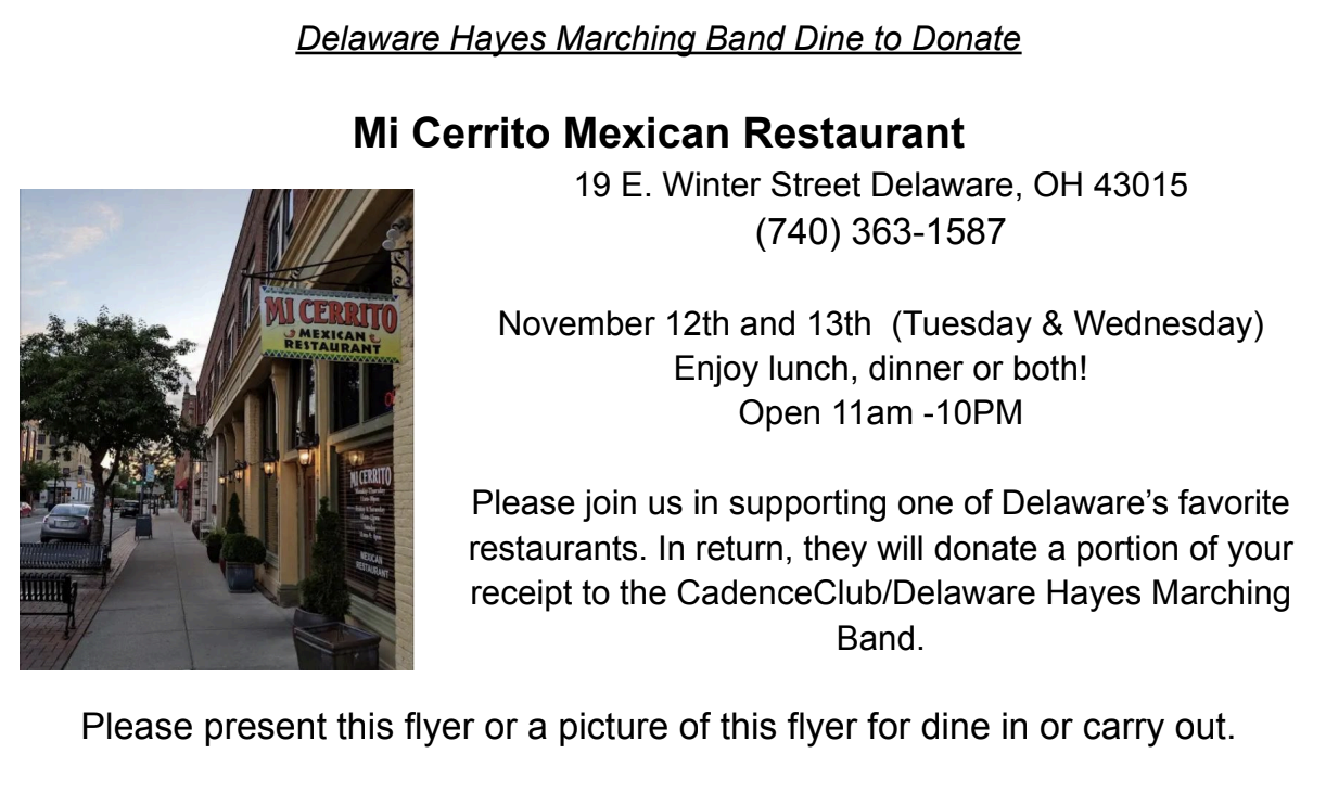 Dine to Donate at Mi Cerrito - Pacer Bands
